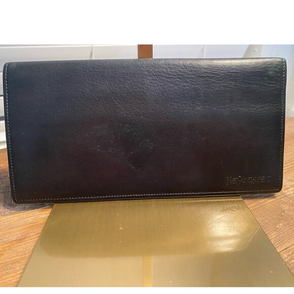 YSL, Yves Saint Laurent | Bags | Black Ysl Calfskin Long Wallet | Poshmark